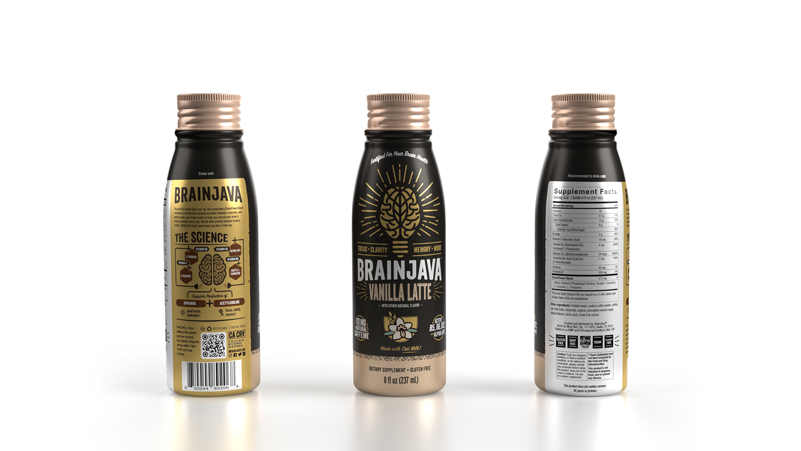 BRAINJAVA Vanilla Latte 8 oz. | 4-pack